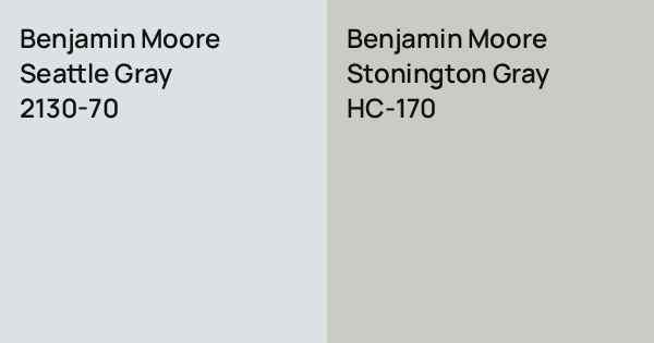 Benjamin Moore Seattle Gray vs. Benjamin Moore Stonington Gray comparison