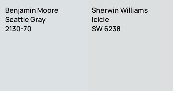 Benjamin Moore Seattle Gray vs. Sherwin Williams Icicle comparison