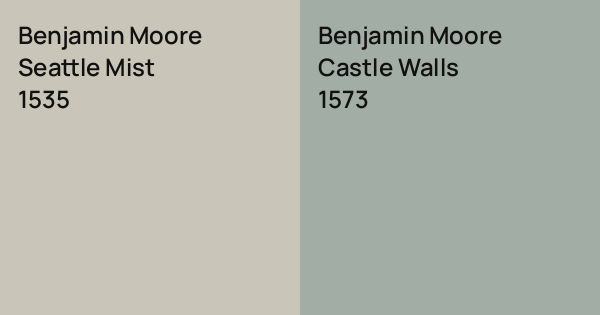 Benjamin Moore Seattle Mist vs. Benjamin Moore Castle Walls comparison