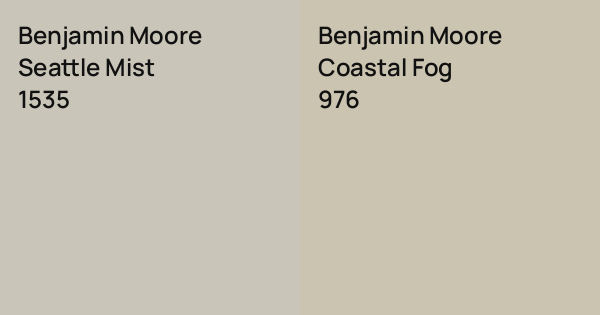 Benjamin Moore Seattle Mist vs. Benjamin Moore Coastal Fog comparison