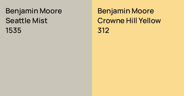 Benjamin Moore Seattle Mist vs. Benjamin Moore Crowne Hill Yellow ...