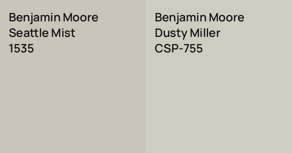 Benjamin Moore Seattle Mist vs. Benjamin Moore Dusty Miller comparison