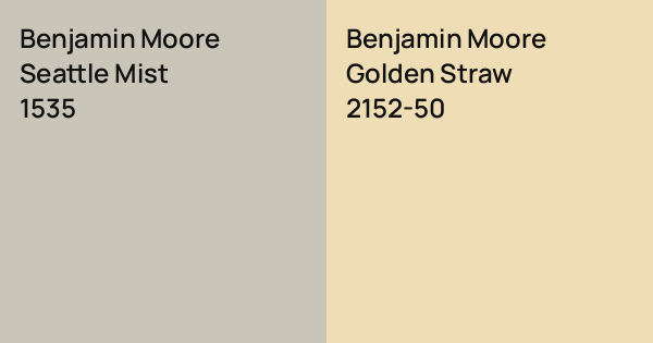 Benjamin Moore Seattle Mist vs. Benjamin Moore Golden Straw comparison