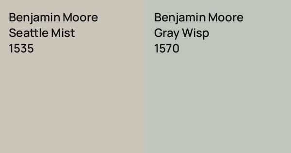 Benjamin Moore Seattle Mist vs. Benjamin Moore Gray Wisp comparison