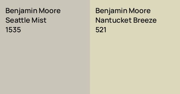 Benjamin Moore Seattle Mist vs. Benjamin Moore Nantucket Breeze comparison