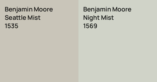 Benjamin Moore Seattle Mist vs. Benjamin Moore Night Mist comparison