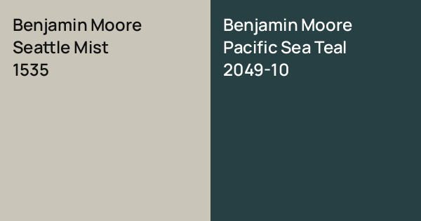 Benjamin Moore Seattle Mist vs. Benjamin Moore Pacific Sea Teal comparison