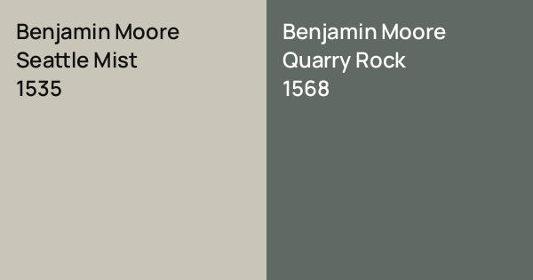 Benjamin Moore Seattle Mist vs. Benjamin Moore Quarry Rock comparison