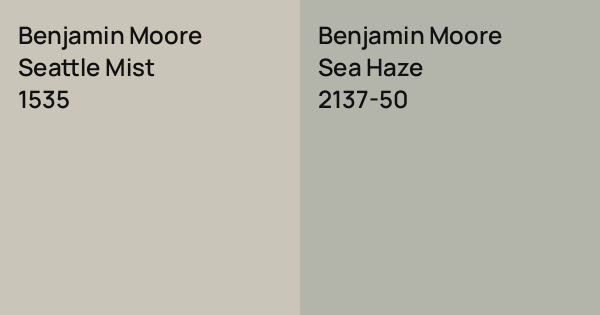 Benjamin Moore Seattle Mist vs. Benjamin Moore Sea Haze comparison