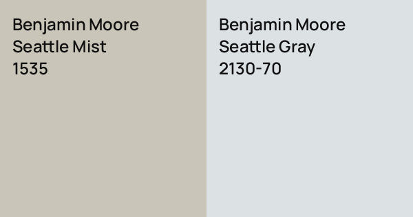 Benjamin Moore Seattle Mist vs. Benjamin Moore Seattle Gray comparison