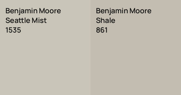 Benjamin Moore Seattle Mist vs. Benjamin Moore Shale comparison