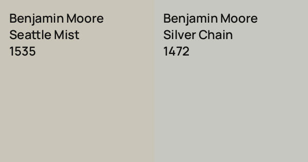 Benjamin Moore Seattle Mist vs. Benjamin Moore Silver Chain comparison
