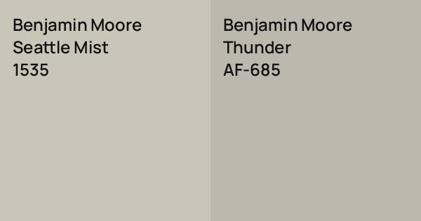Benjamin Moore Seattle Mist vs. Benjamin Moore Thunder comparison