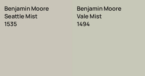 Benjamin Moore Seattle Mist vs. Benjamin Moore Vale Mist comparison