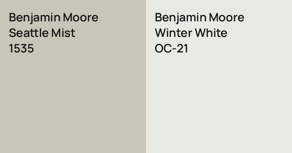 Benjamin Moore Seattle Mist vs. Benjamin Moore Winter White comparison