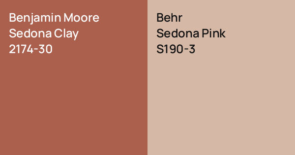 Benjamin Moore Sedona Clay vs. Behr Sedona Pink comparison