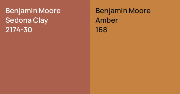 Benjamin Moore Sedona Clay vs. Benjamin Moore Amber comparison