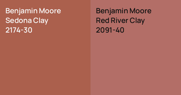 Benjamin Moore Sedona Clay vs. Benjamin Moore Red River Clay comparison