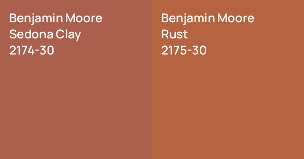 Benjamin Moore Sedona Clay vs. Benjamin Moore Rust comparison