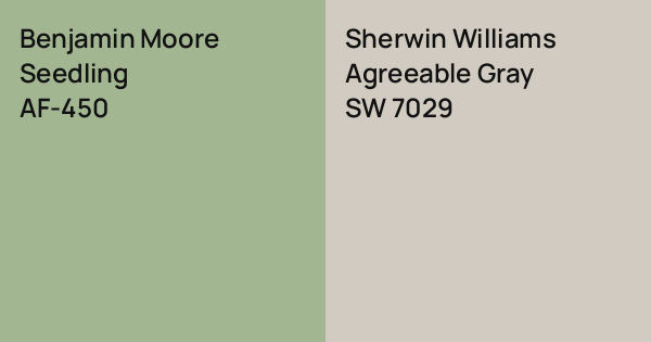 Benjamin Moore Seedling vs. Sherwin Williams Agreeable Gray comparison