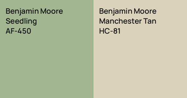 Benjamin Moore Seedling vs. Benjamin Moore Manchester Tan comparison