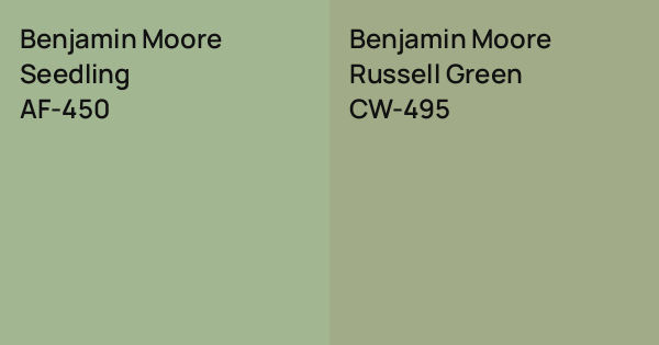 Benjamin Moore Seedling vs. Benjamin Moore Russell Green comparison