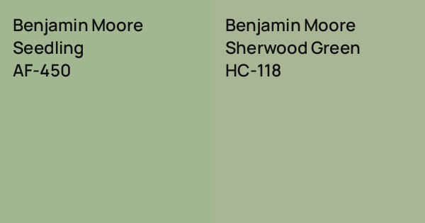 Benjamin Moore Seedling vs. Benjamin Moore Sherwood Green comparison