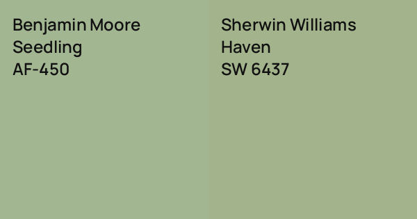 Benjamin Moore Seedling vs. Sherwin Williams Haven comparison