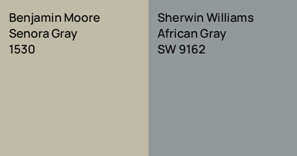 Benjamin Moore Senora Gray vs. Sherwin Williams African Gray comparison