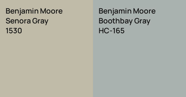 Benjamin Moore Senora Gray vs. Benjamin Moore Boothbay Gray comparison