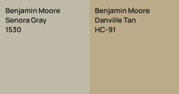 Benjamin Moore Senora Gray vs. Benjamin Moore Danville Tan comparison