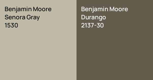Benjamin Moore Senora Gray vs. Benjamin Moore Durango comparison
