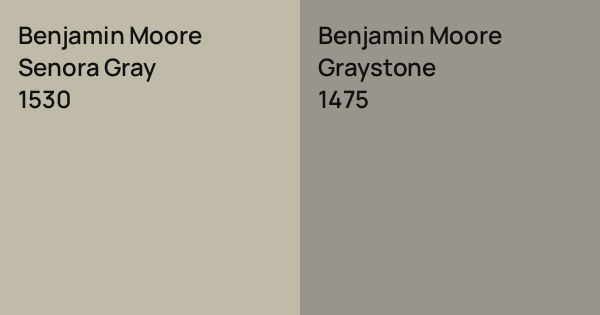 Benjamin Moore Senora Gray vs. Benjamin Moore Graystone comparison