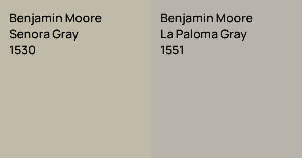 Benjamin Moore Senora Gray vs. Benjamin Moore La Paloma Gray comparison