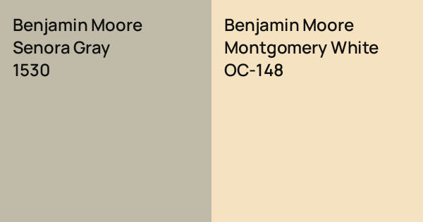 Benjamin Moore Senora Gray vs. Benjamin Moore Montgomery White comparison
