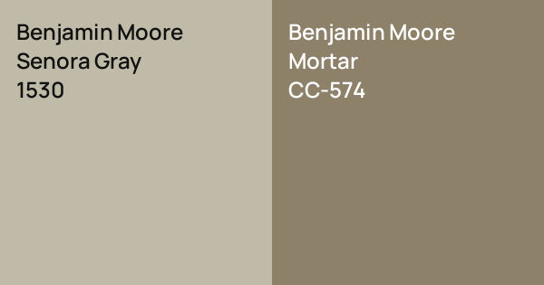 Benjamin Moore Senora Gray vs. Benjamin Moore Mortar comparison