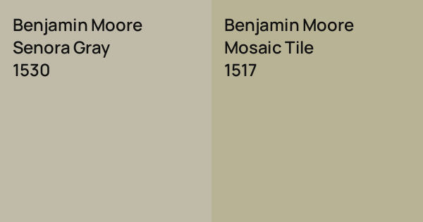 Benjamin Moore Senora Gray vs. Benjamin Moore Mosaic Tile comparison