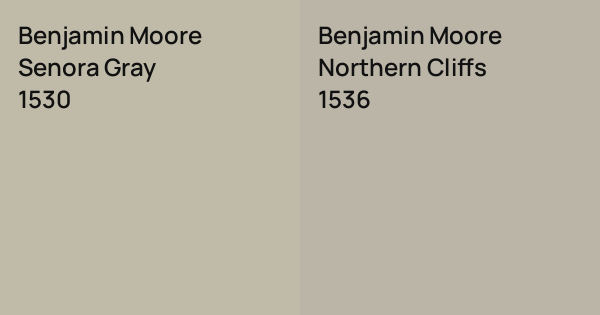 Benjamin Moore Senora Gray vs. Benjamin Moore Northern Cliffs comparison