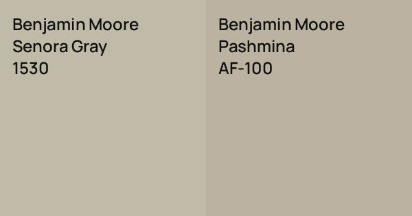 Benjamin Moore Senora Gray vs. Benjamin Moore Pashmina comparison