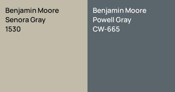 Benjamin Moore Senora Gray vs. Benjamin Moore Powell Gray comparison