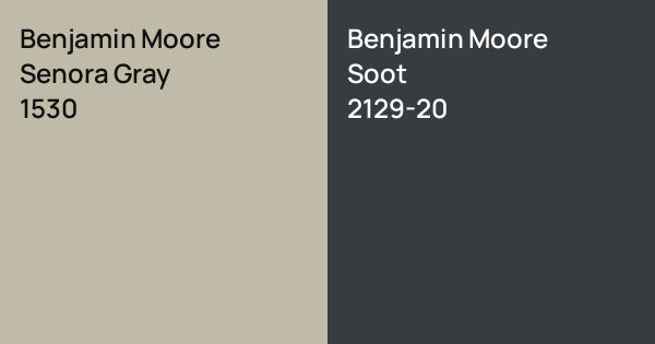 Benjamin Moore Senora Gray vs. Benjamin Moore Soot comparison
