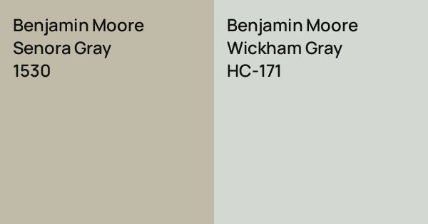 Benjamin Moore Senora Gray vs. Benjamin Moore Wickham Gray comparison