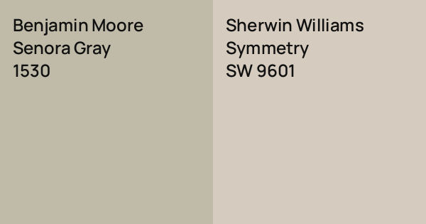 Benjamin Moore Senora Gray vs. Sherwin Williams Symmetry comparison