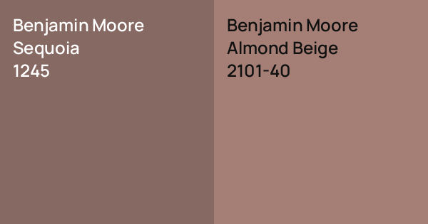Benjamin Moore Sequoia vs. Benjamin Moore Almond Beige comparison