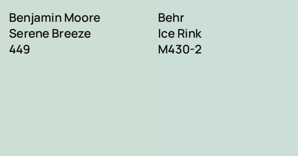 Benjamin Moore Serene Breeze vs. Behr Ice Rink comparison