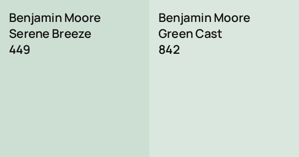 Benjamin Moore Serene Breeze vs. Benjamin Moore Green Cast comparison
