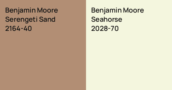 Benjamin Moore Serengeti Sand vs. Benjamin Moore Seahorse comparison