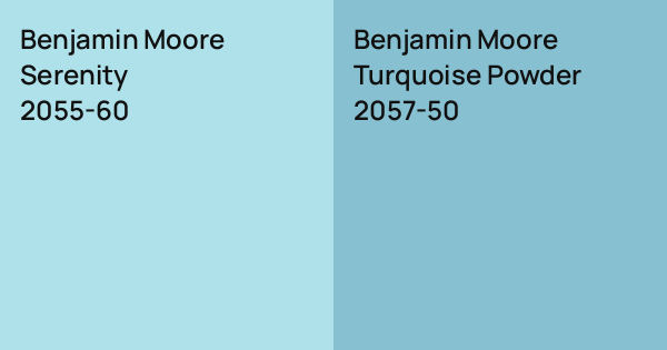 Benjamin Moore Serenity vs. Benjamin Moore Turquoise Powder comparison