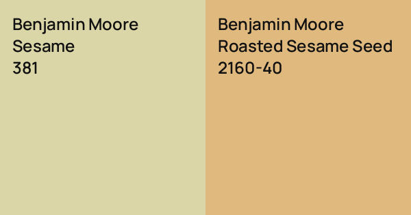 Benjamin Moore Sesame vs. Benjamin Moore Roasted Sesame Seed comparison