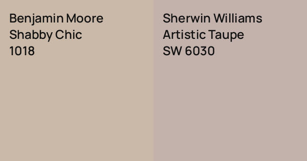 Benjamin Moore Shabby Chic vs. Sherwin Williams Artistic Taupe comparison